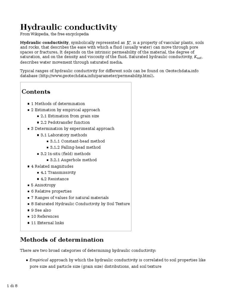 Hydraulic Conductivity | PDF | Earth Sciences | Water