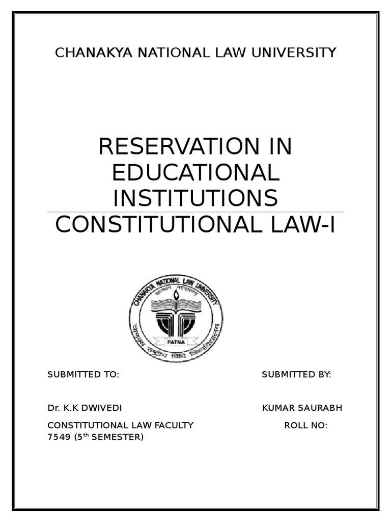 Reservation in Educational Institutions | PDF | Social Inequality ...