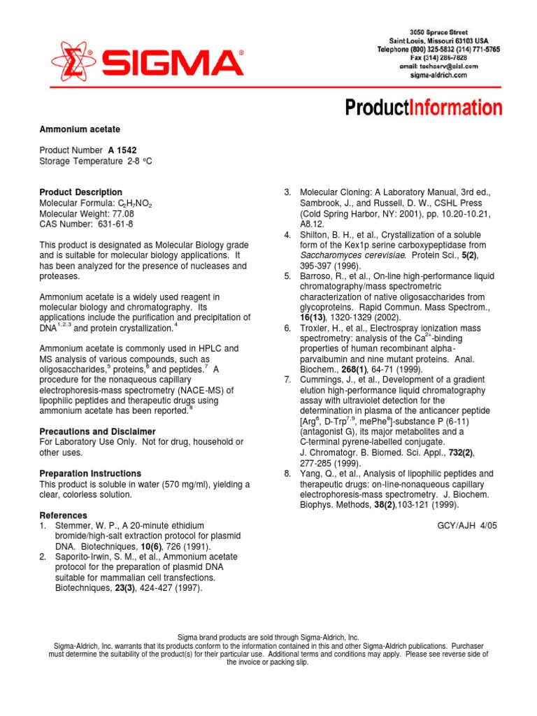 Ammonium Acetate | PDF | Mass Spectrometry | Chromatography