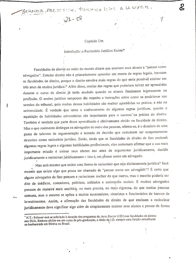 SCHAUER, Frederick. Thinking Like A Lawyer | PDF