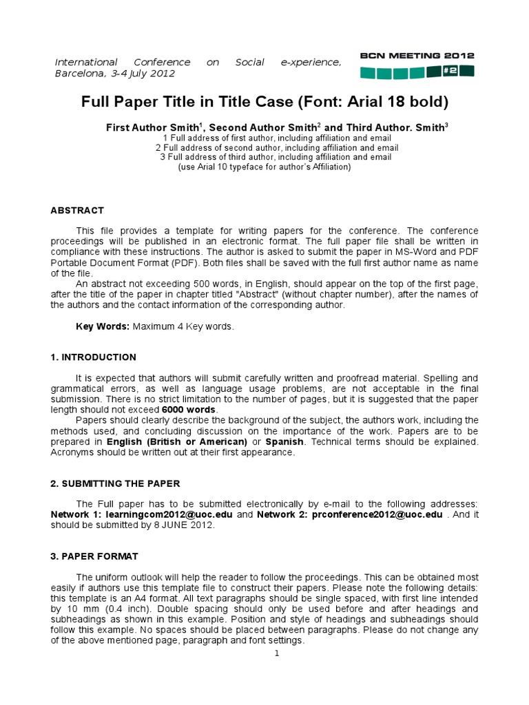 Full Paper Title in Title Case (Font: Arial 18 Bold) : First Author ...
