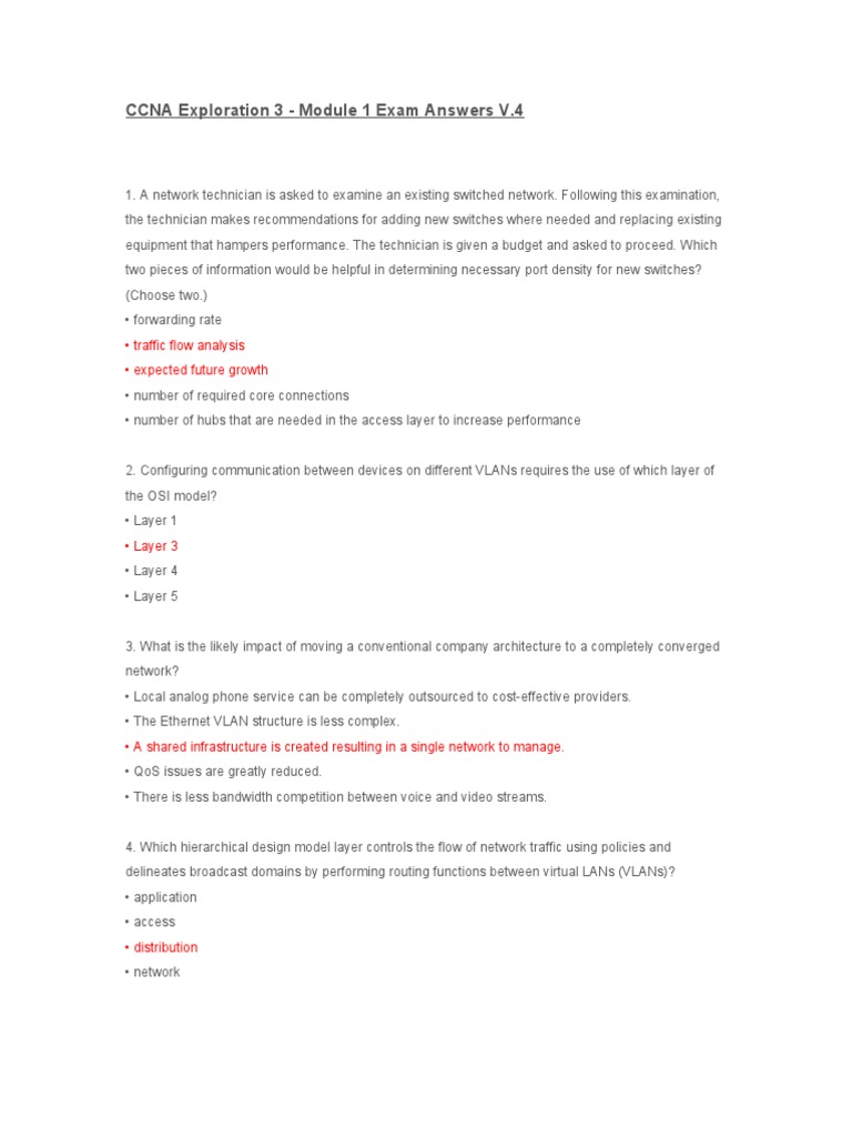 CCNA Exploration 3 All Module Final Answar 1 | PDF | Network Switch | Router (Computing)