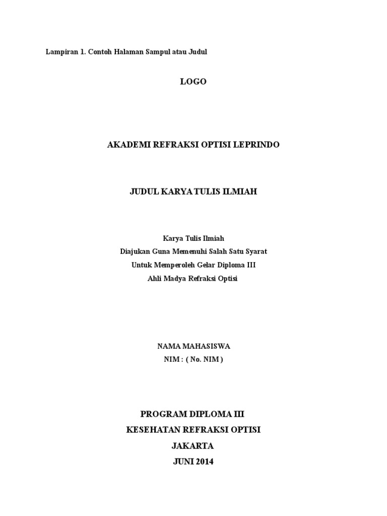 Lampiran 1 (Cover) KTI | PDF