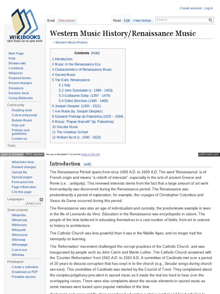 Western Music History/Renaissance Music: Book Read | PDF | Musicology ...