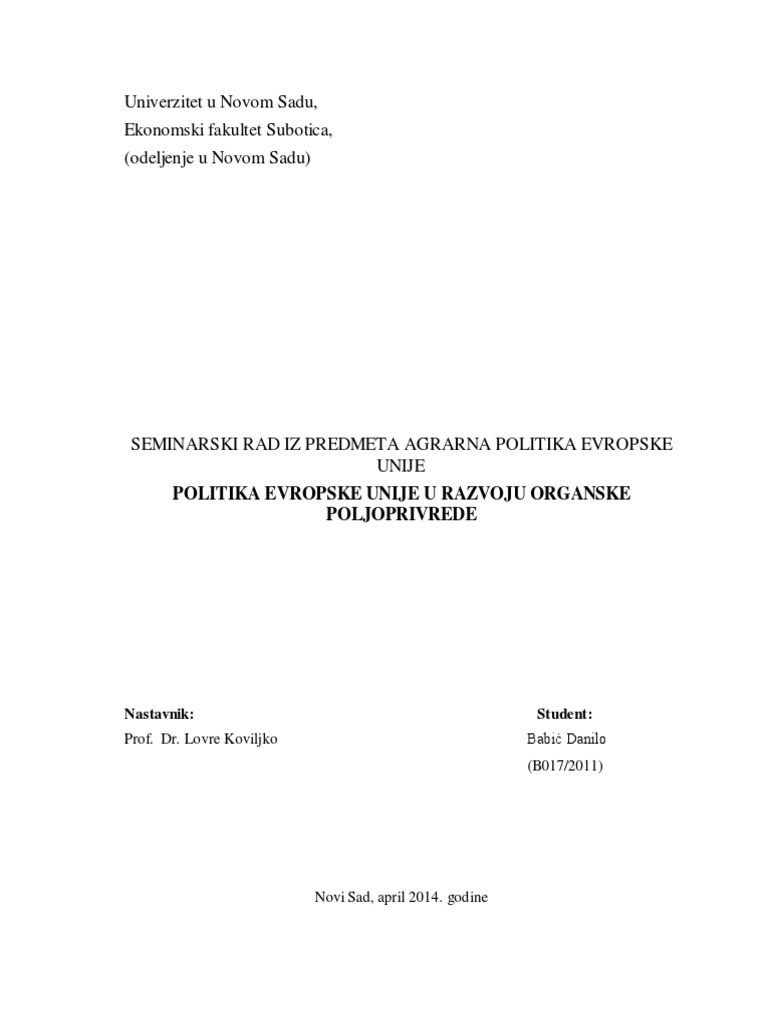 Organska Proizvodnja | PDF