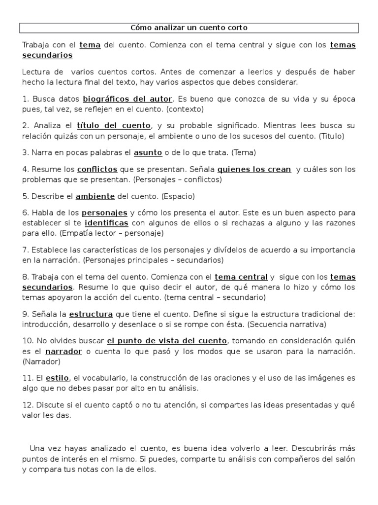 Analisis Cuento | PDF