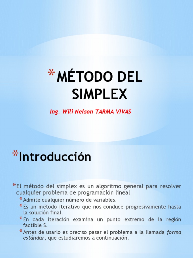 Método Del Simplex - 01 | PDF | Matemática Elemental | Análisis matemático