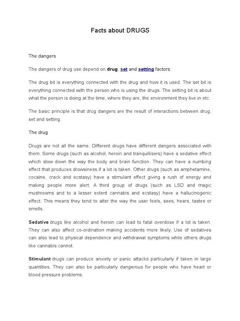 Facts About DRUGS: The Dangers and Factors | PDF | Recreational Drug ...