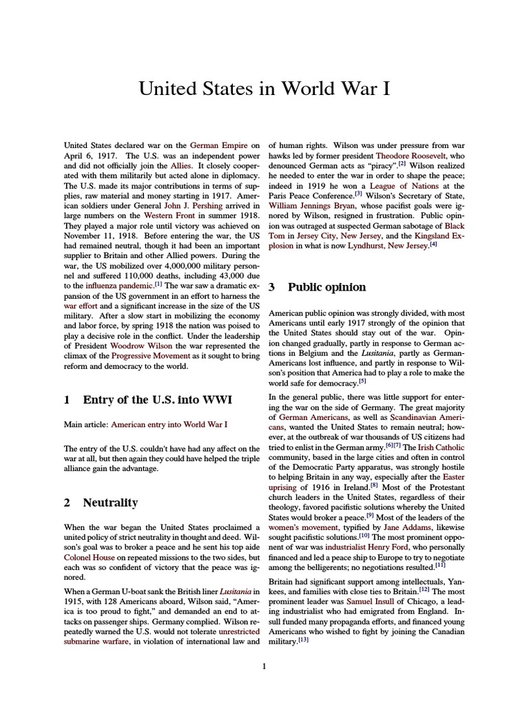 United States in World War I - Wiki | PDF | American Expeditionary ...