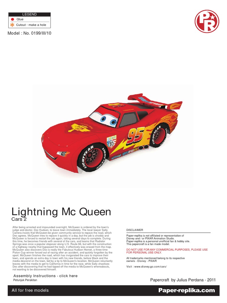 Lightning McQueen Papercraft Guide | PDF