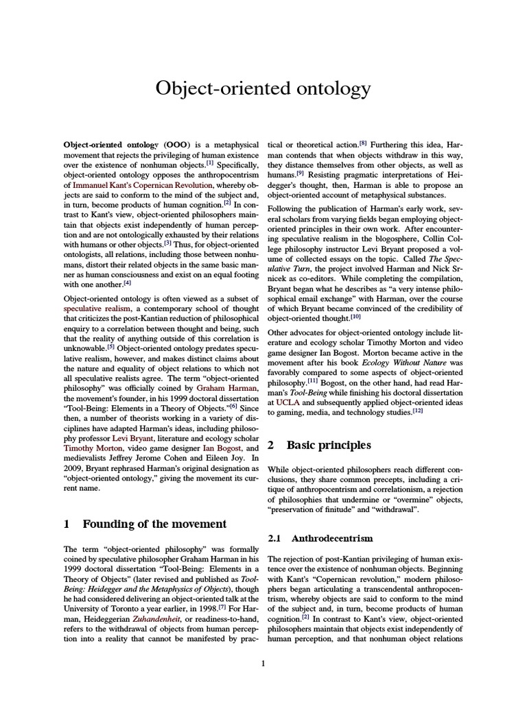 Object-Oriented Ontology: 2 Basic Principles | PDF | Metaphysical ...