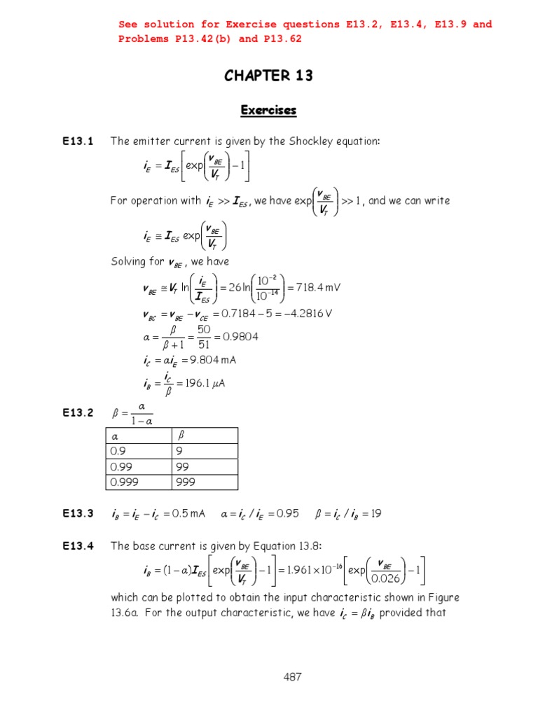 Chap13 Exercise Solution | PDF | Bipolar Junction Transistor ...