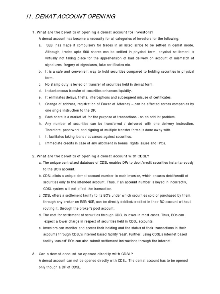 Benefits of Opening a Demat Account | PDF | Investing | Government