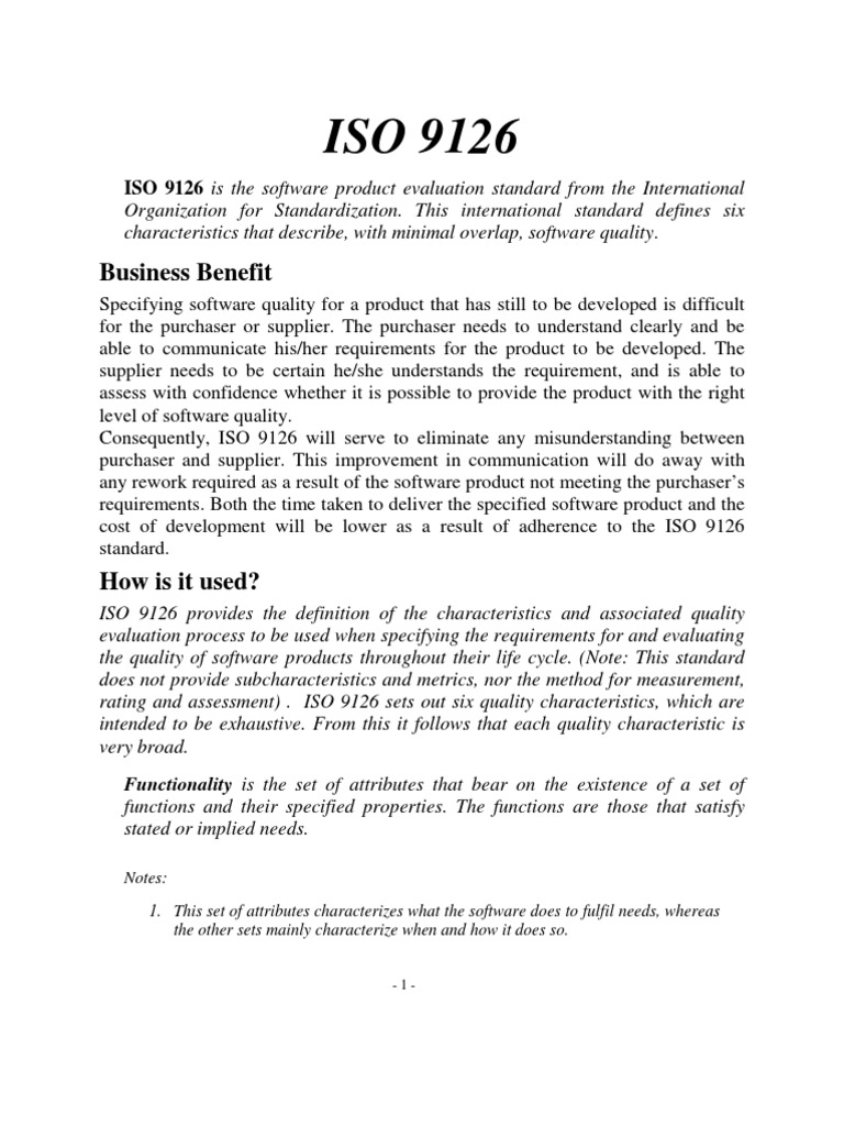 Iso 9126 | PDF | Usability | Software Quality