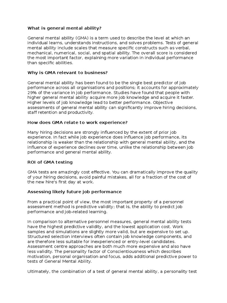 Understanding General Mental Ability | PDF | Attitude (Psychology ...