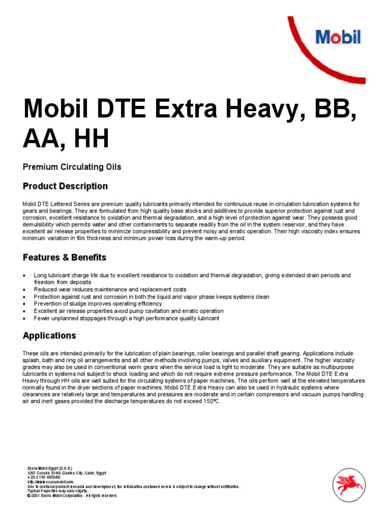 Mobil Dte Ex Heavy Bb,Aa,Hh | Lubricant | Motor Oil