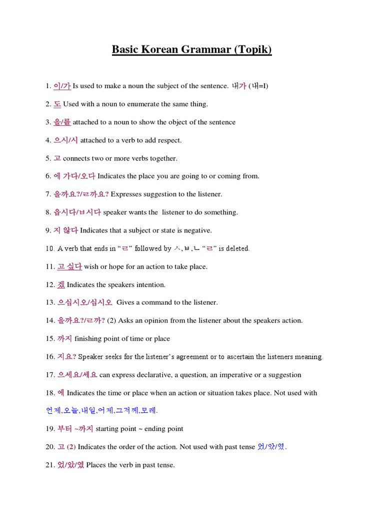 Basic Korean Grammar | Verb | Grammatical Tense