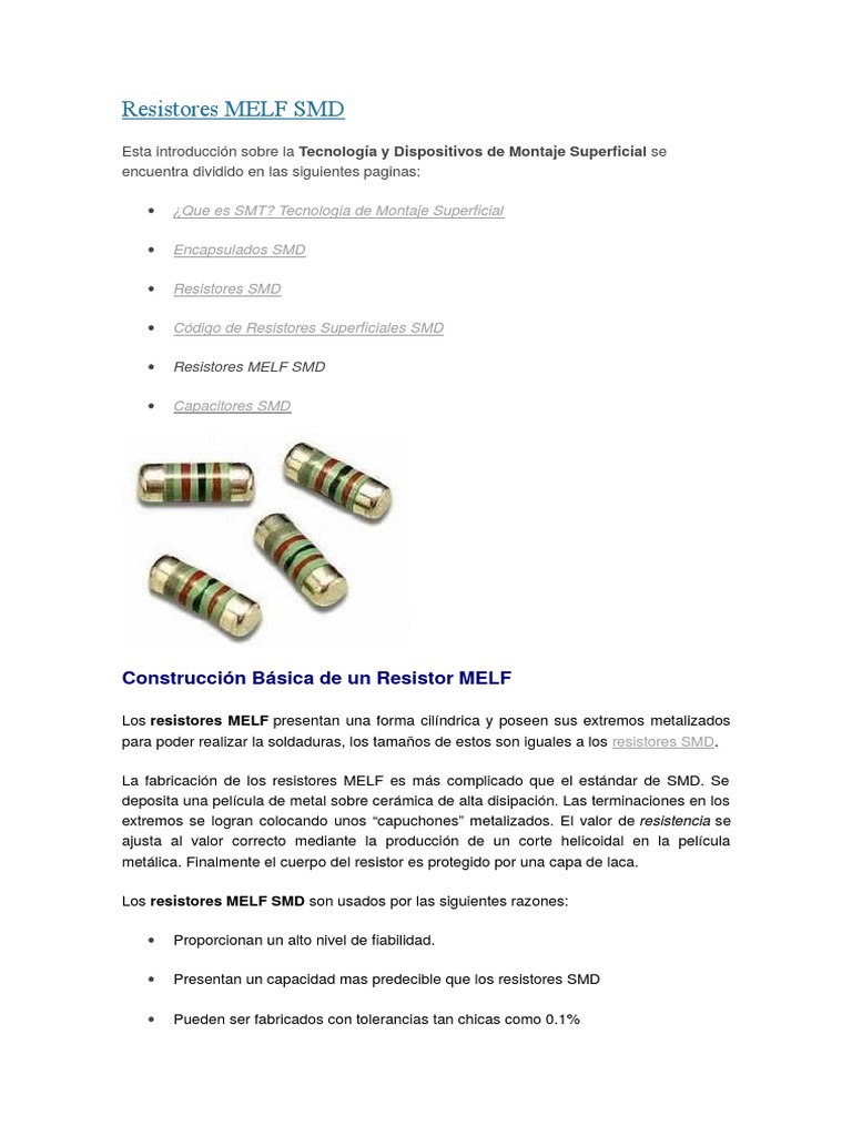 Resistores MELF | PDF