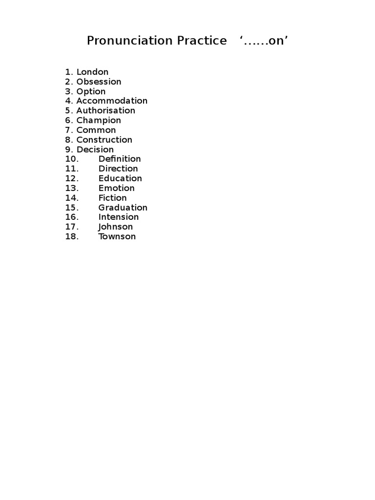 Pronunciation Practice 'On' | PDF