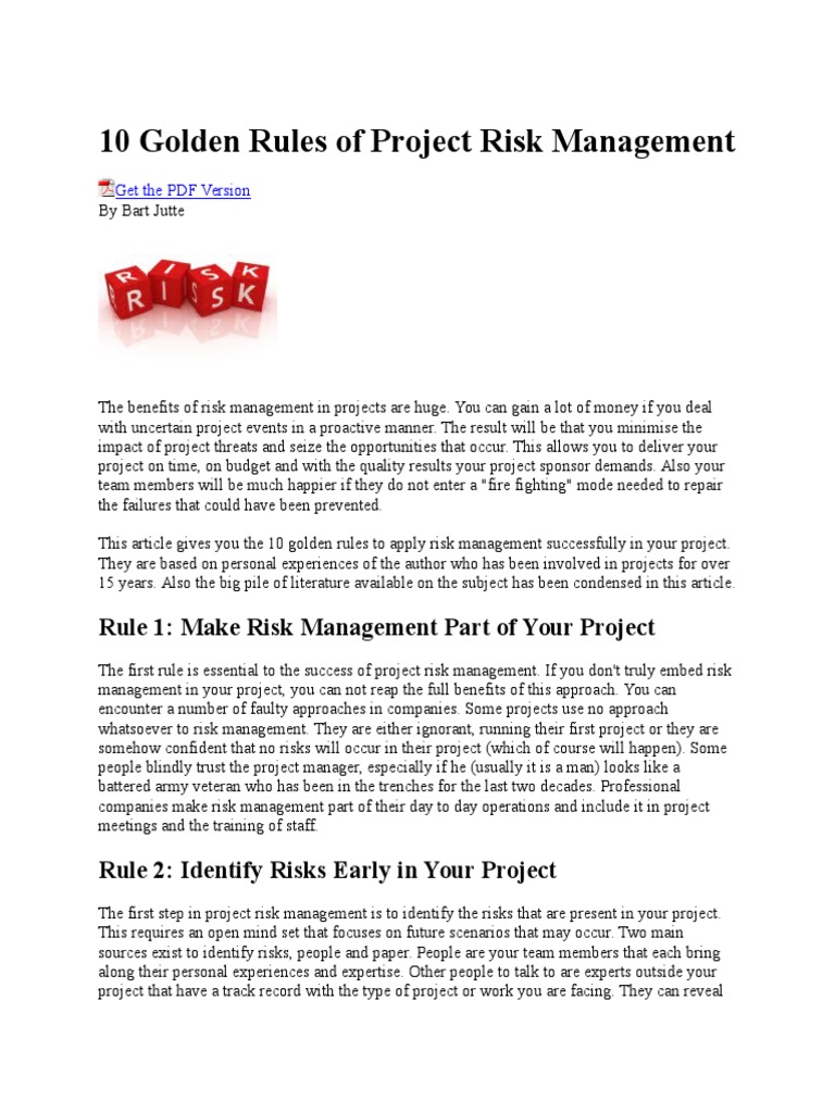 10 Golden Rules of Project Risk Management | PDF | Risk | Risk Management