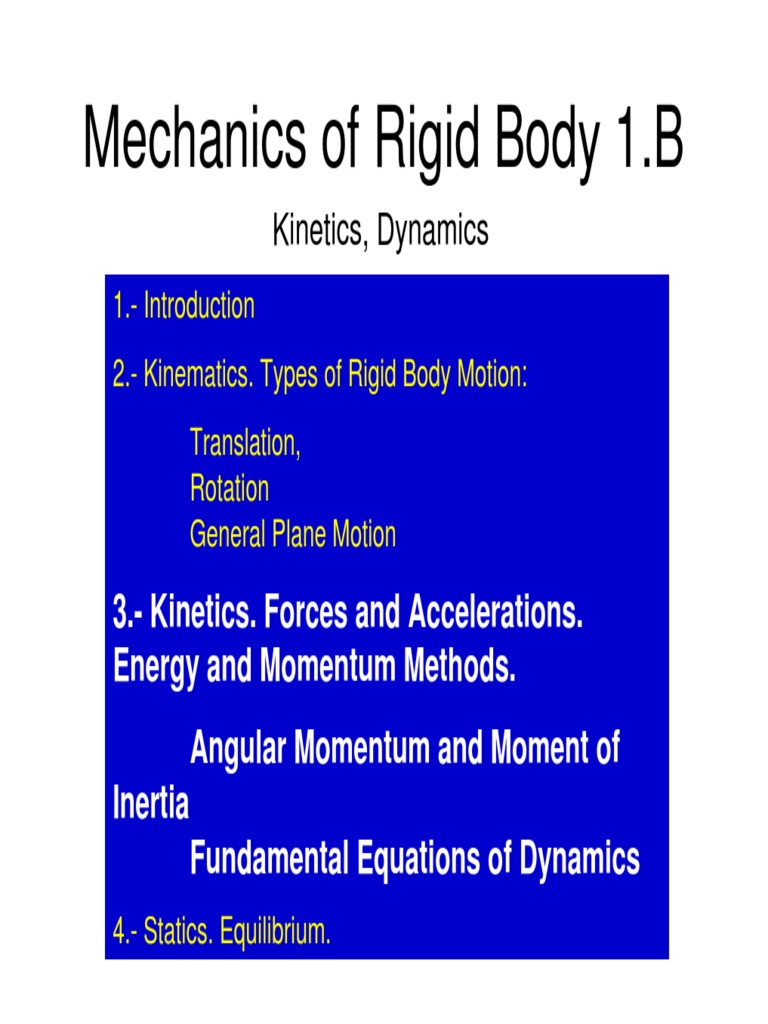 Mechanics of Rigid Body | PDF | Rotation Around A Fixed Axis | Torque