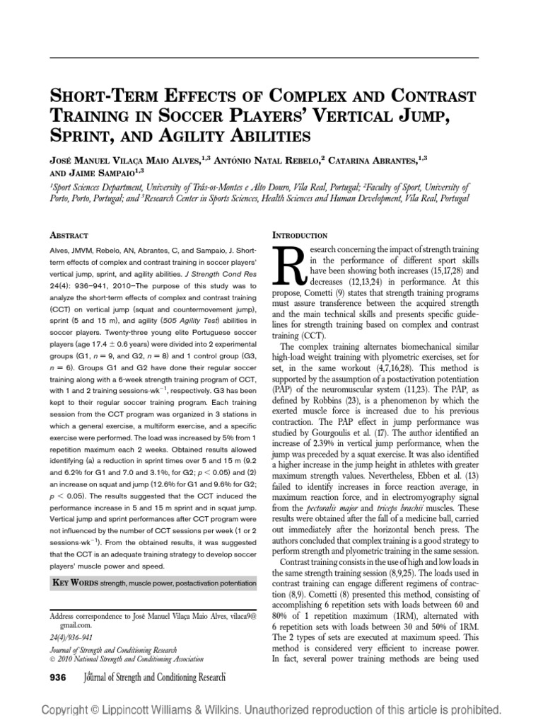 Short Term Effects of Complex and Contrast | PDF | Strength Training ...