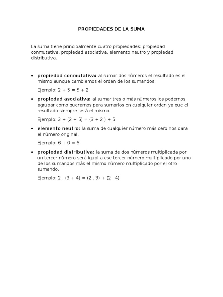 Propiedades de La Suma | PDF