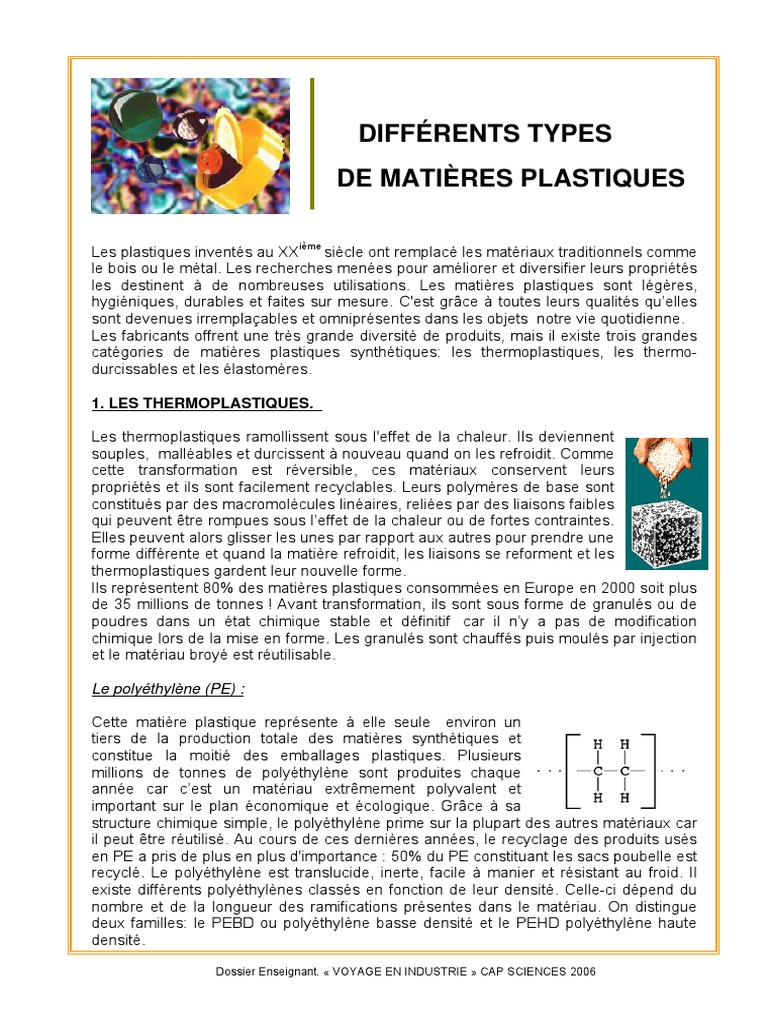 Types de plastiques et leurs usages | PDF | Polystyrène | Plastique