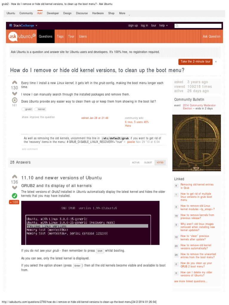 How Do I Remove or Hide Old Kernel Versions, To Clean Up The Boot Me | PDF | Advanced Packaging ...