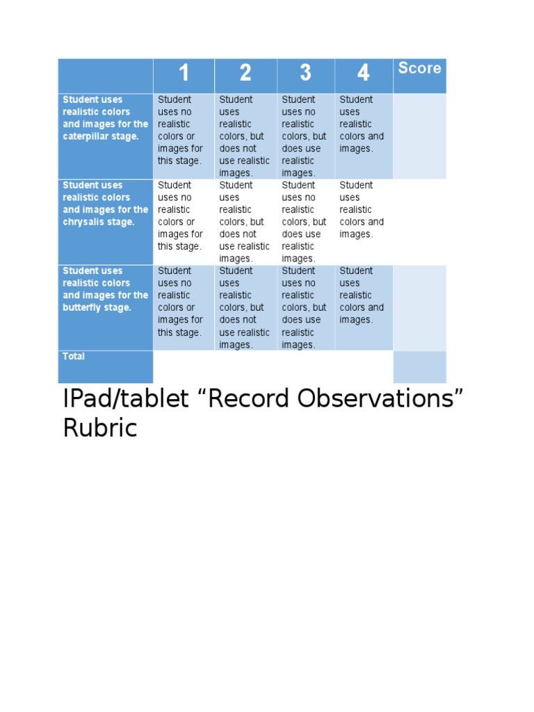 Record Observations Rubric | PDF