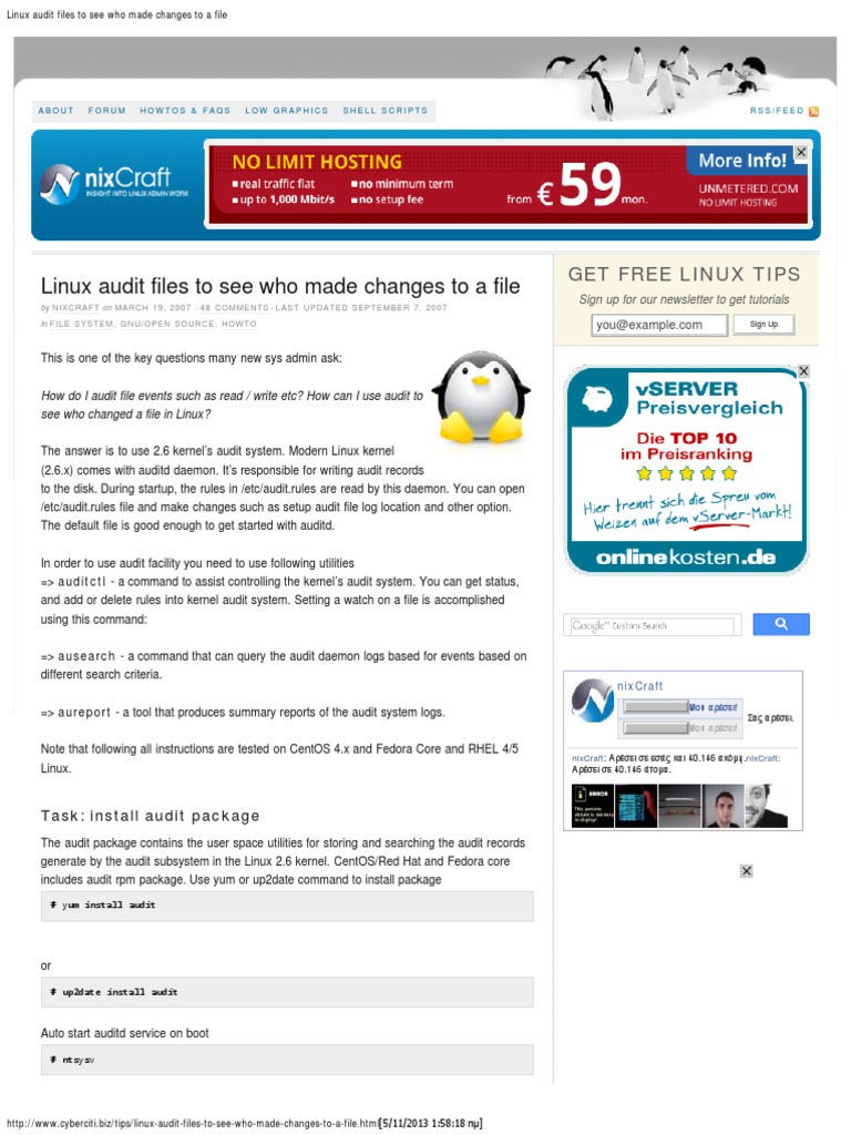 Linux Audit Files To See Who Made Changes To A File | PDF | Linux ...