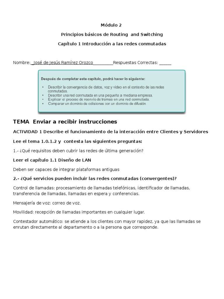 Cuestionario Capitulo 1 Introduccion A La Redes Conmutadas (Resuelto) | PDF | Conmutador de red ...