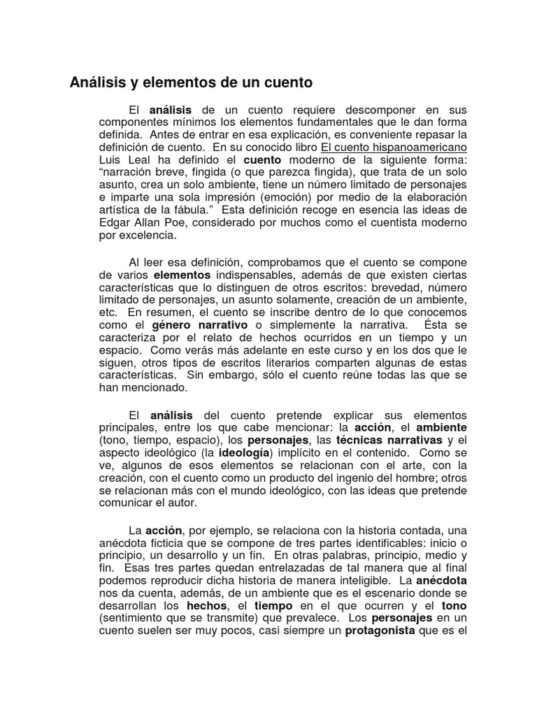 Guia Para Analisis de Un Cuento | Narración | Cuentos | Prueba gratuita ...