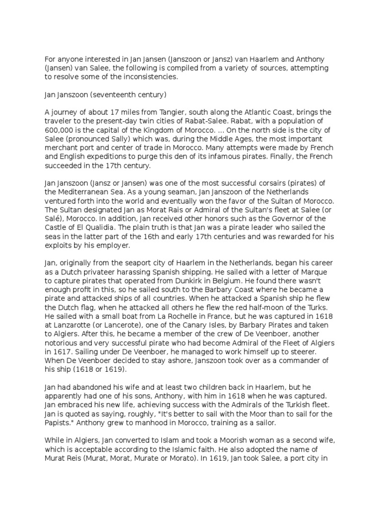 Jan Jansen or Janszoon or Jansz Van Haarlem and Anthony (Jansen) Van ...