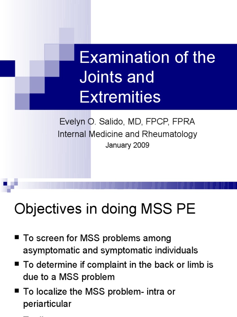 Examination of The Joints and Extremities | PDF | Anatomical Terms Of ...
