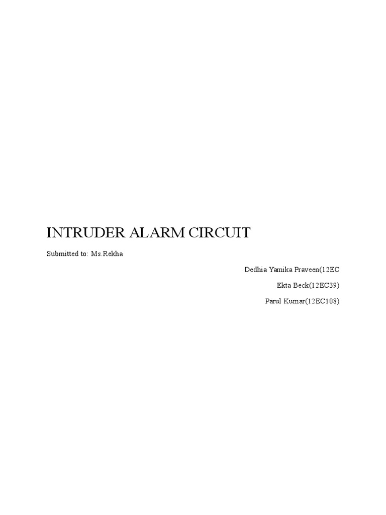Intruder Alarm Circuit Report | PDF