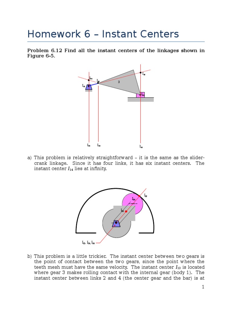 Homework 3 - Instant Centers Solution Part 2 | PDF | Gear | Kinematics
