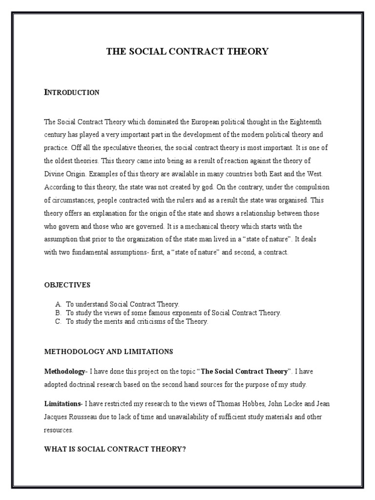 Social Contract Theory | PDF | Social Contract | Natural And Legal Rights