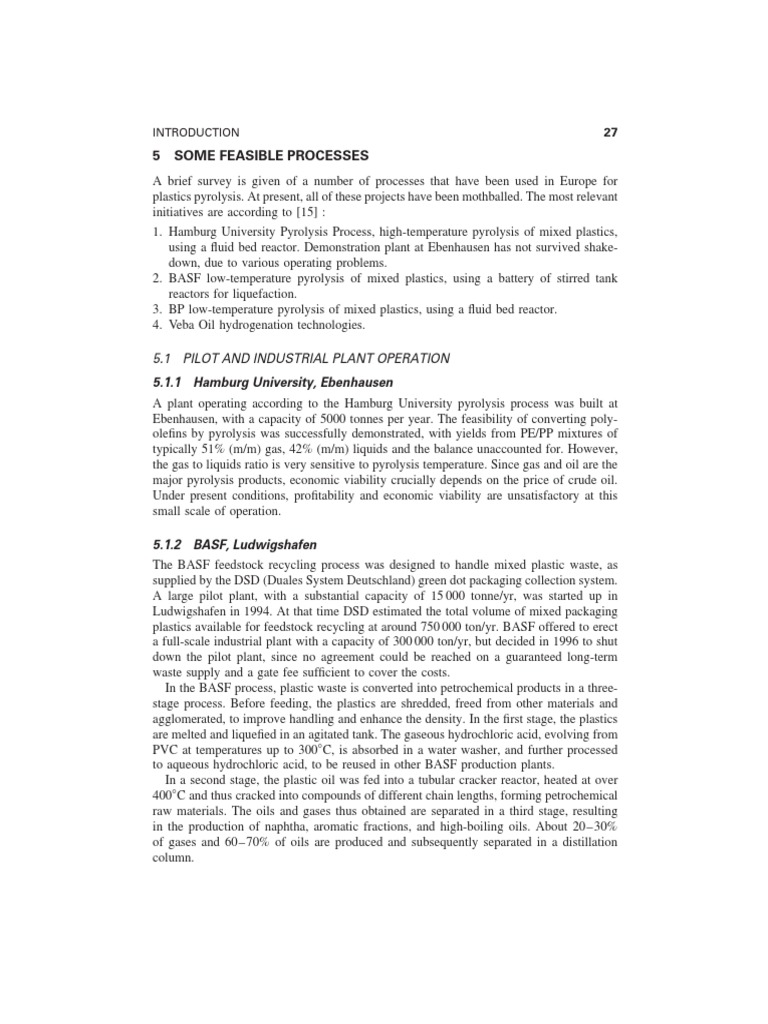 Feedstock Recycling and Pyrolysis of Waste Plastics | PDF | Cracking ...
