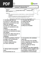 Prueba de Lectura Complementaria Franny y El Mostruo Calabaza | PDF | Ocio