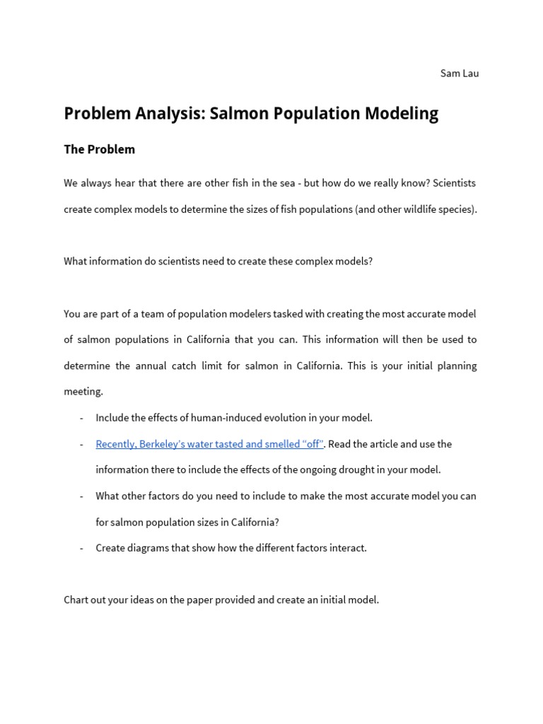 Problem Analysis Salmon Population Models | PDF | Predation | Salmon