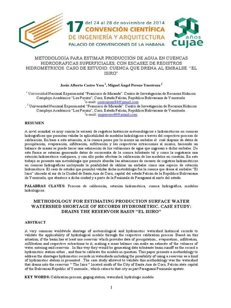 Metodología para Estimar Producción de Agua en Cuencas Hidrográficas ...
