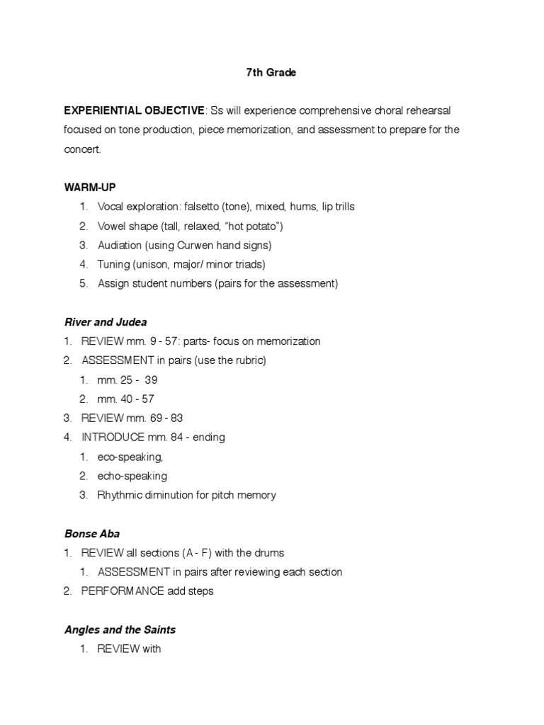 7th Grade Assessment: Observation Plan | PDF | Language Arts & Discipline