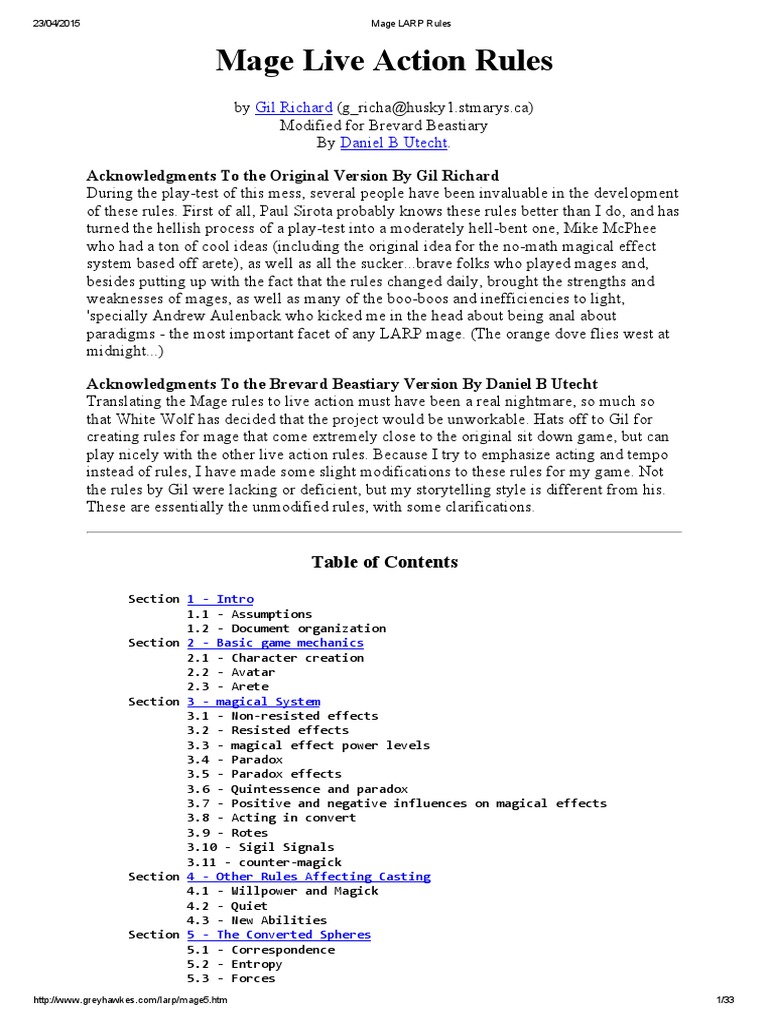 Mage LARP Rules | PDF | Senses | Magician (Fantasy)