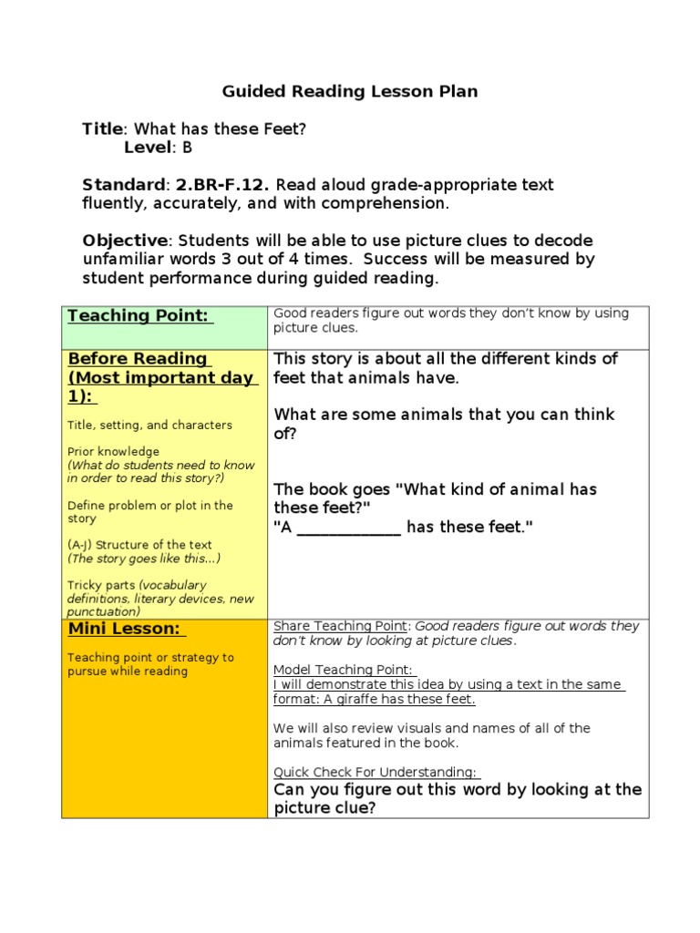 Guided Reading Lesson Plan Overview | PDF | Cognition | Semiotics
