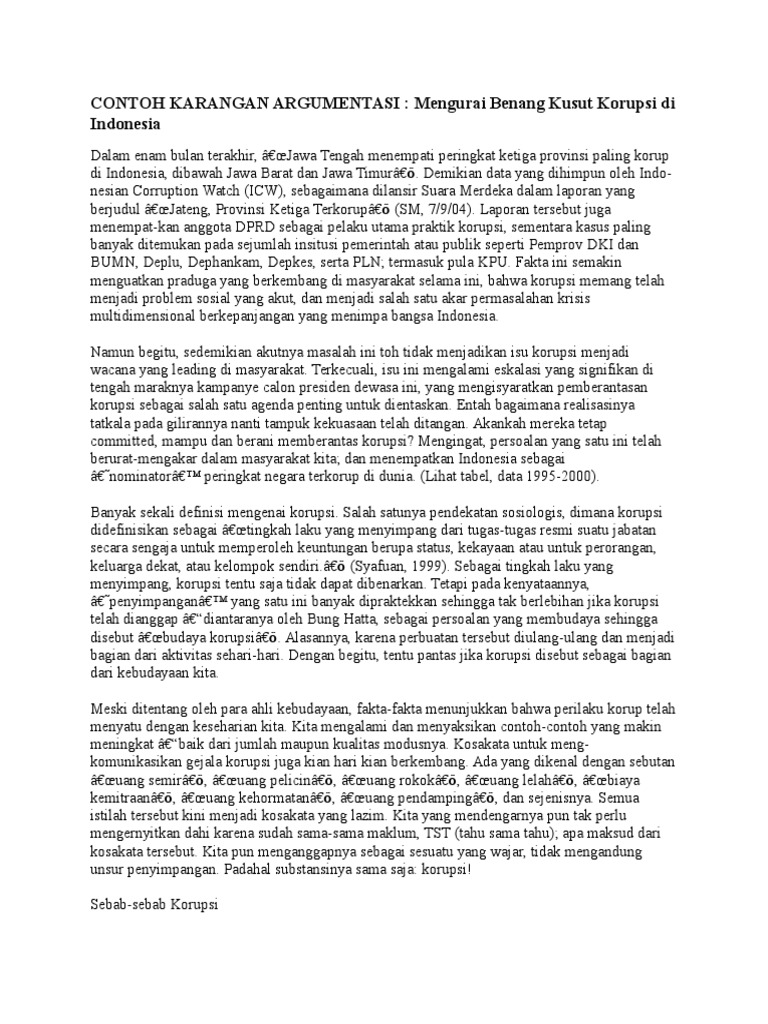 Contoh Karangan Argumentasi | PDF