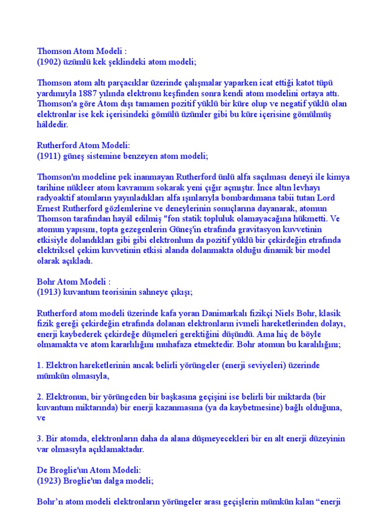 Thomson Atom Modeli: (1902) Üzümlü Kek | PDF