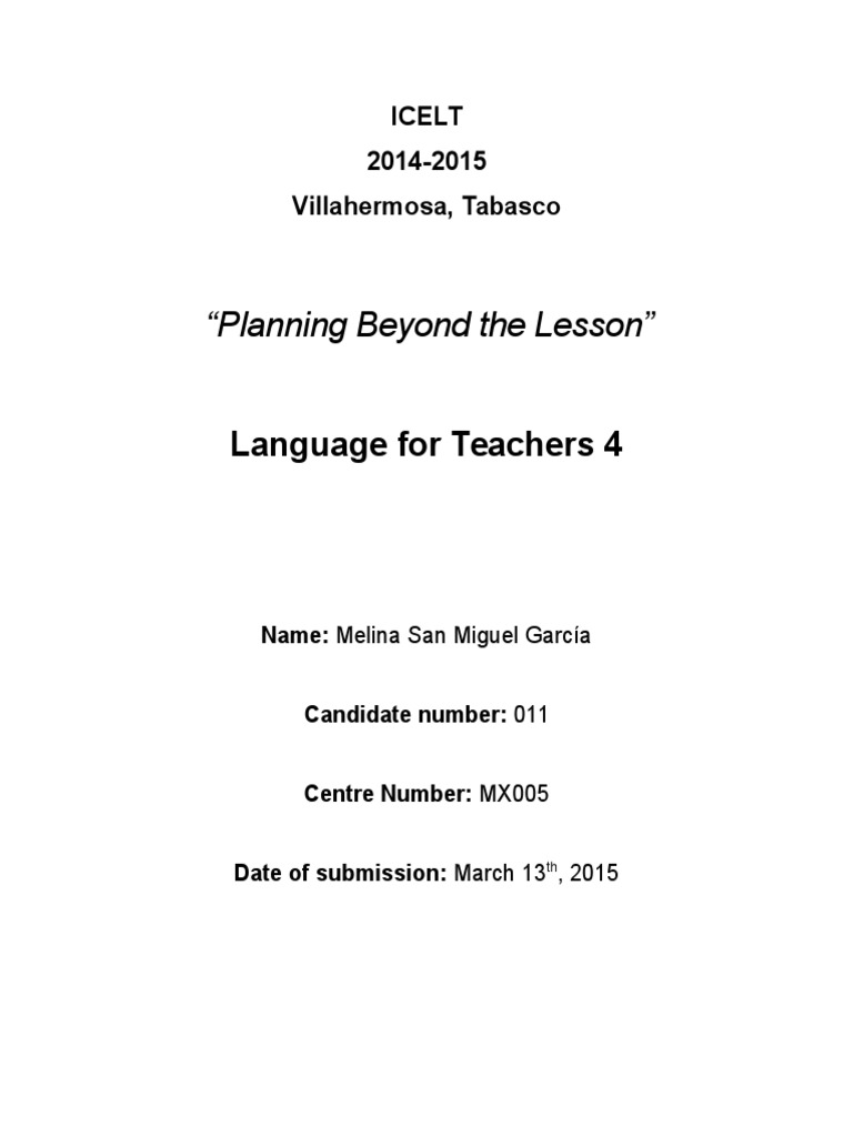 Language For Teachers4 Planning Beyond The Lesson | PDF | Vocabulary ...