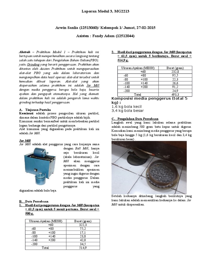 Laporan Modul 2 (Grinding) | PDF