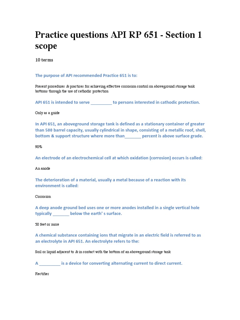 API RP 651 - Section 1-Scope | PDF
